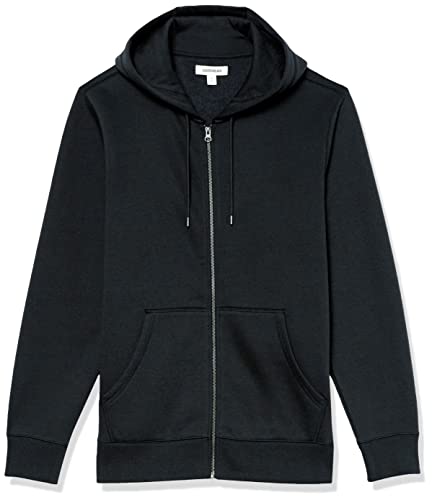 Goodthreads Men's Full-Zip Washed Fleece Hoodie, Black, X-Large Tall