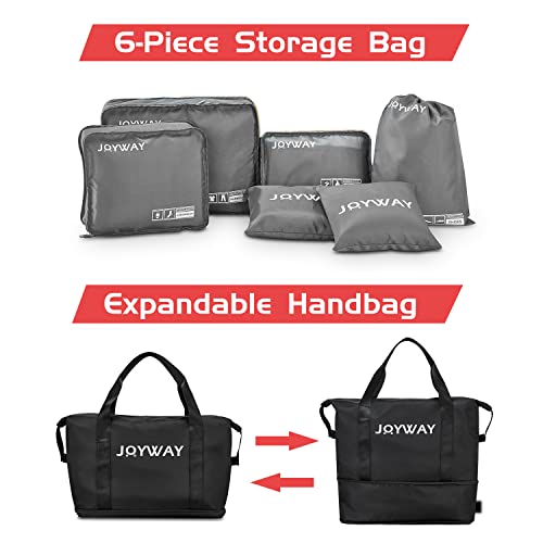 Joyway Luggage 8-Piece Travel Sets, Hardside Suitcase with Spinner Wheels,Checked Suitcase with TSA Locks(24Inch Black&Red)