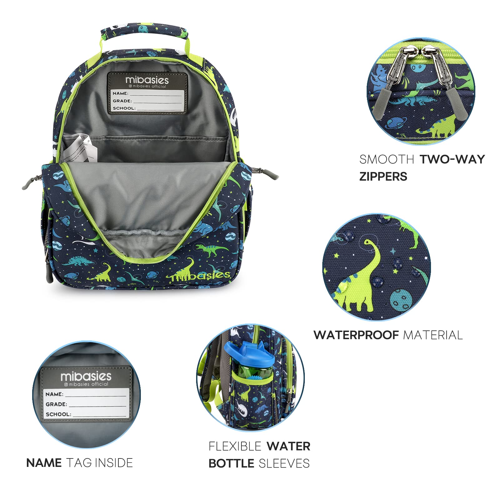 mibasies Toddler Backpack for Boys 2-4: Cute Kids Backpacks Boys - Preschool Kindergarten Backpack - Galaxy Dinosaur