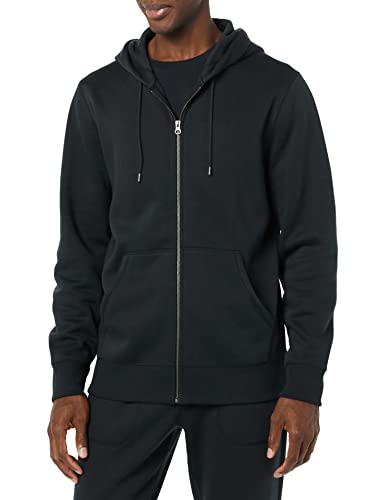 Goodthreads Men's Full-Zip Washed Fleece Hoodie, Black, X-Large Tall
