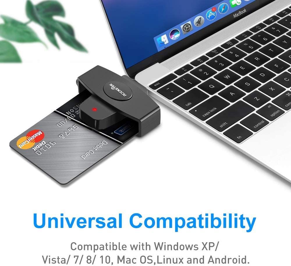 MTAKYI Portable Type C CAC Smart Card Reader, USB C DOD Military Common Access Card Card Reader, Credit Card Reader Compatible with Android Phones/Mac Book/i Mac/Laptop/Tablet or Other Type C Devices
