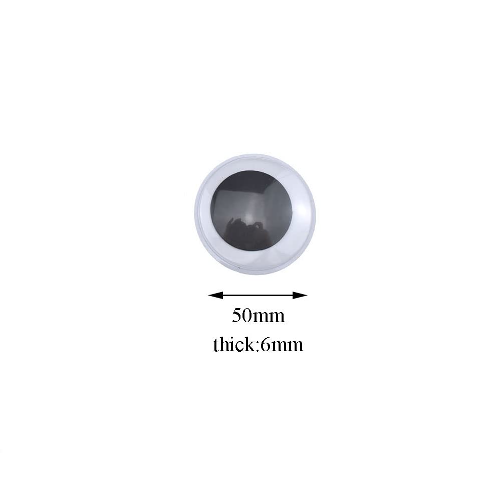 AOLDHYY Yuyuvan Wiggle Googly Eyes with Self Adhesive 50mm Sticker Sturdy Peel Off Cleanly No Glue Needed Decorate Vivid Effect for DIY Craft Fun Plastic Black and White Multi Sizes 10pcs