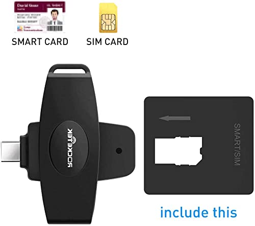 MTAKYI Portable Type C CAC Smart Card Reader, USB C DOD Military Common Access Card Card Reader, Credit Card Reader Compatible with Android Phones/Mac Book/i Mac/Laptop/Tablet or Other Type C Devices