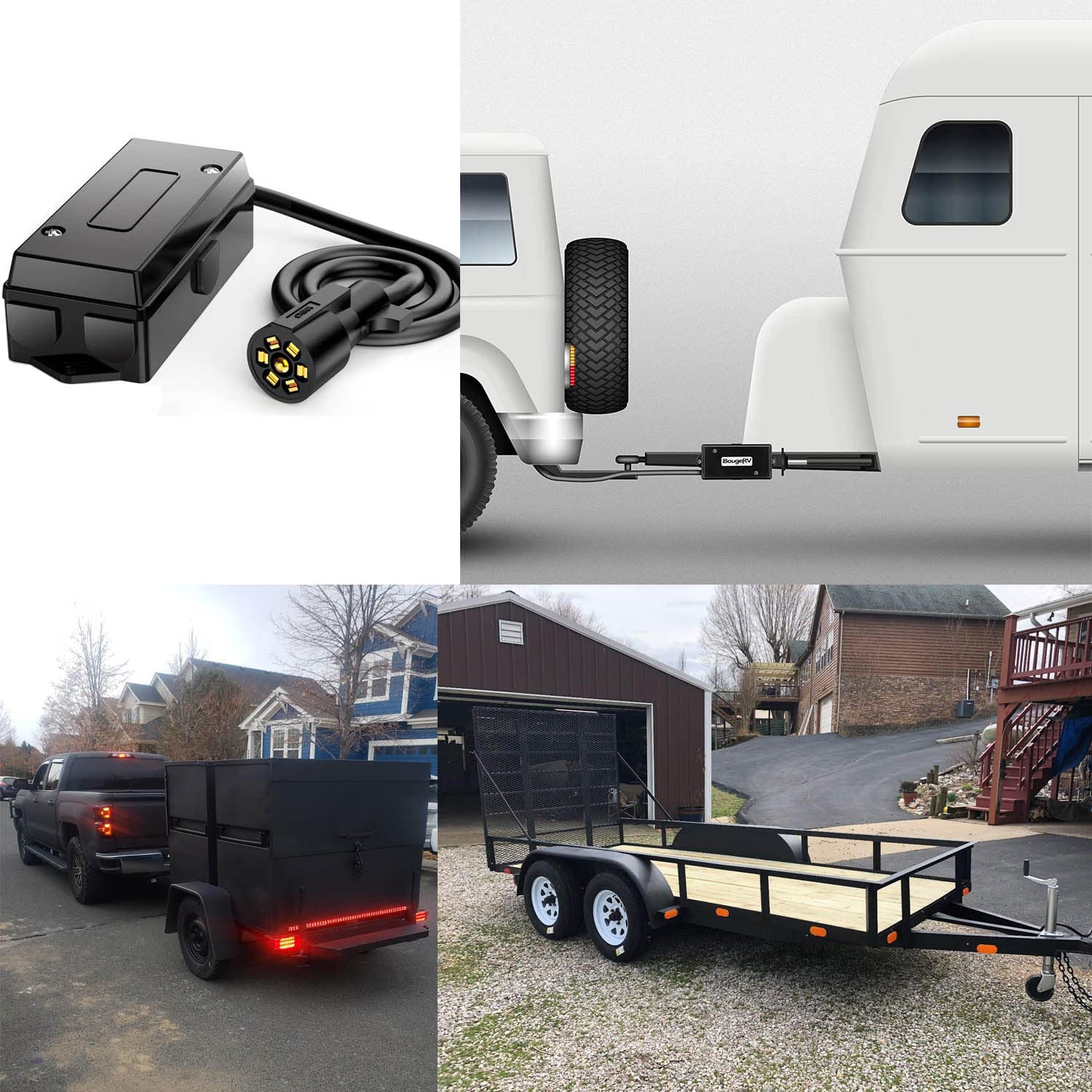 Posris 7 Way Trailer Plug Inline Trailer Cord with Junction Box for RV Trailers, Campers, Caravans, Food Trucks
