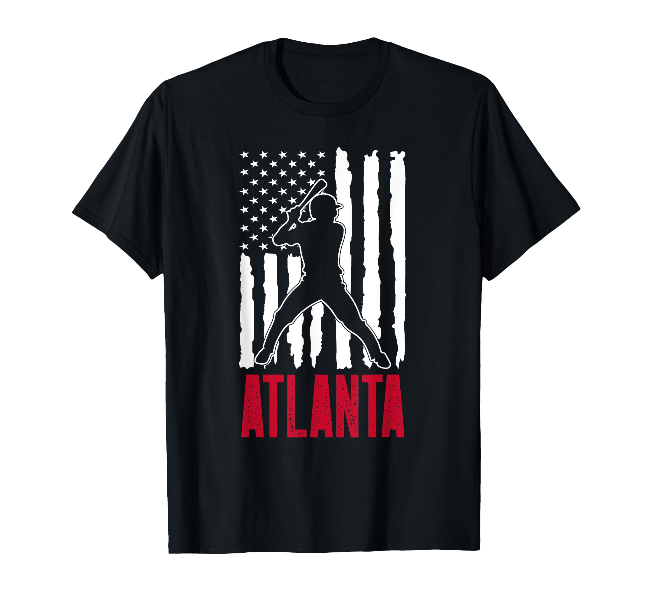 Vintage Atlanta American Flag Distressed Baseball T-Shirt
