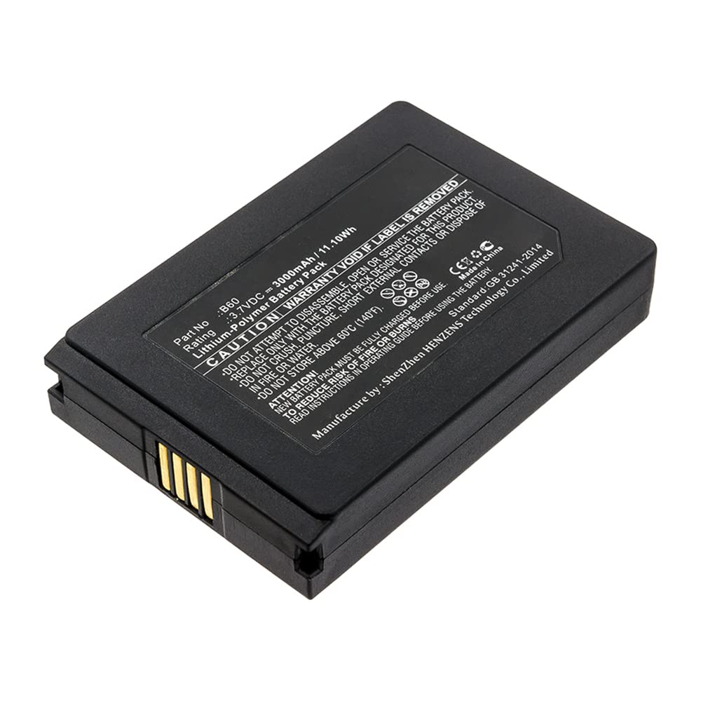 Synergy Digital Credit Card Reader Battery, Compatible with VECTRON Mobilepro III Credit Card Reader, (Li-Pol, 3.7V, 3000mAh) Ultra High Capacity, Replacement for VECTRON B60 Battery
