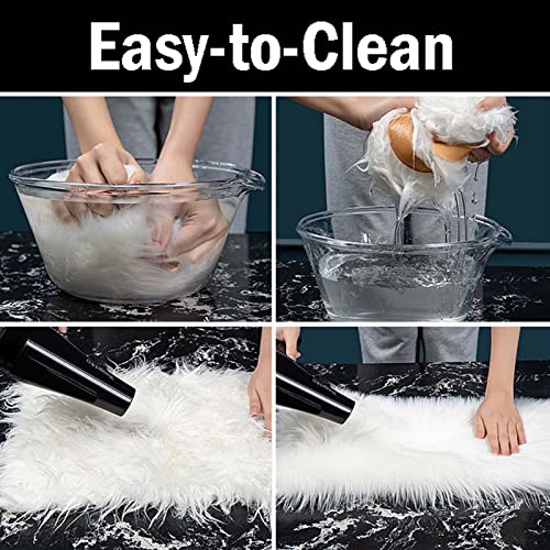 Silky Soft Faux Fur Rug 2ftx4ft, Super Fluffy Rugs for Bedroom and Living Room Floors, Large Shag Solid Area Rug, Luxury Beside Plush Carpet Home Decor Floor Mat, Square