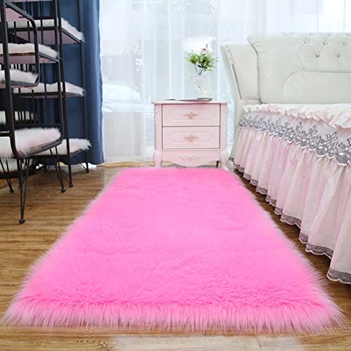 Silky Soft Faux Fur Rug 2ftx4ft, Super Fluffy Rugs for Bedroom and Living Room Floors, Large Shag Solid Area Rug, Luxury Beside Plush Carpet Home Decor Floor Mat, Square