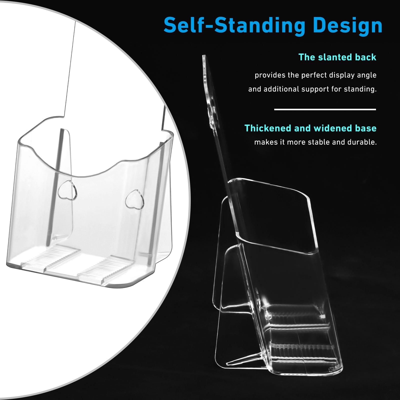 xydstay Acrylic Brochure Holder 4x9 Inches Slant Back Design, Clear Display Stand, Plastic Table Stand Sign Holder,Pamphlet Holder Flyer Holder, Acrylic Display Stand, Acrylic Table Signs Plastic Paper Holder for Office, Home, Store, 2 Pack