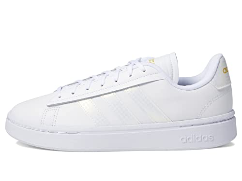 adidas Women's Grand Court Alpha Sneaker, White/White/Gold Metallic, 8.5