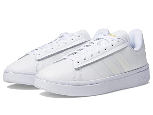 adidas Women's Grand Court Alpha Sneaker, White/White/Gold Metallic, 8.5