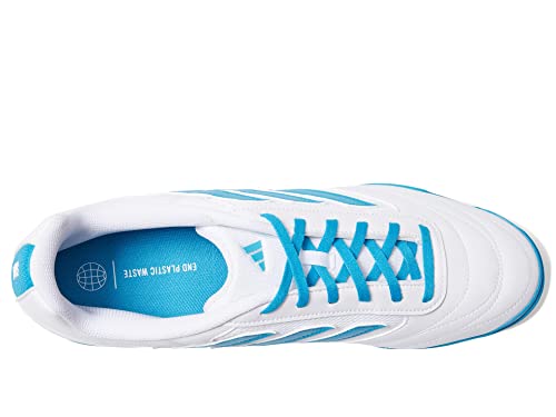 adidas Men's Super Sala 2 Soccer Shoe, White/Bold Aqua/Bold Aqua, 9