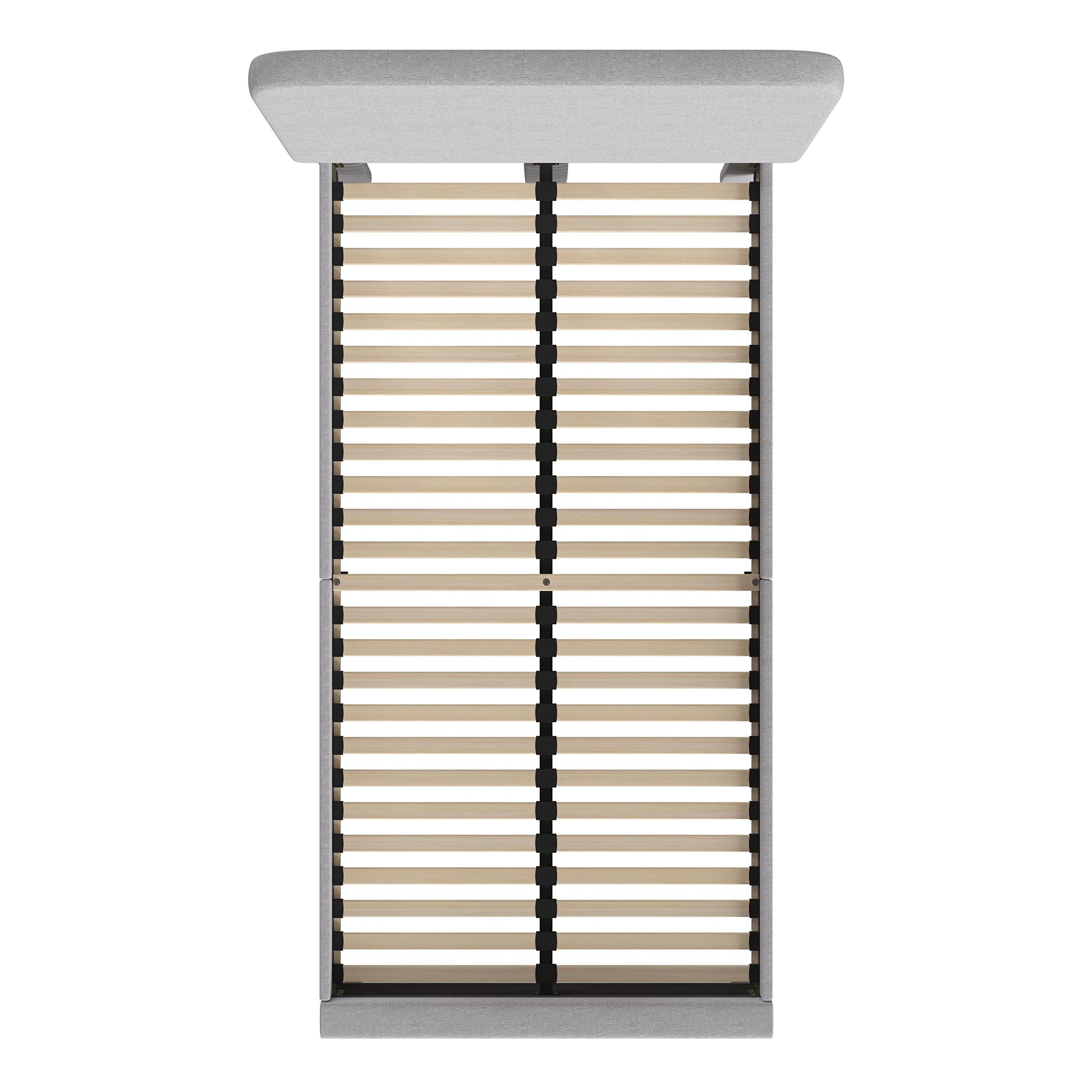 Flash Furniture Addison Platform Bed - Light Grey Fabric Upholstery - Twin - Headboard with Rounded Edges - Wood Slat Support - No Box Spring or Foundation Needed