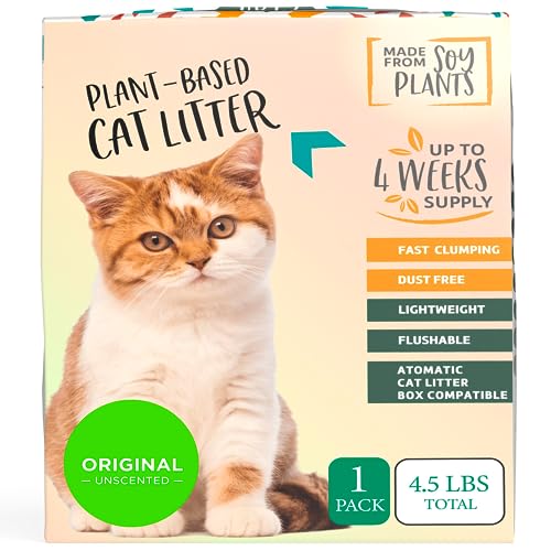 O.R.I./Graystone Natural Granular Tofu Cat Litter for Automatic Self-Cleaning Litter Box Robots | Dust Free Fast Clumping Multi-Cat Plant Based Flushable Lightweight | 1pk 4.5lb Refill Bag Unscented