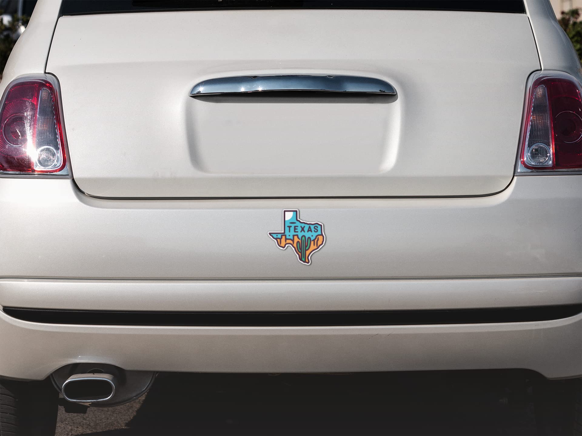 Car Bumper Sticker Magnet Sign - 5x5 in. Refrigerator Tool Box Magnets Texas State Map Southwest Cactus
