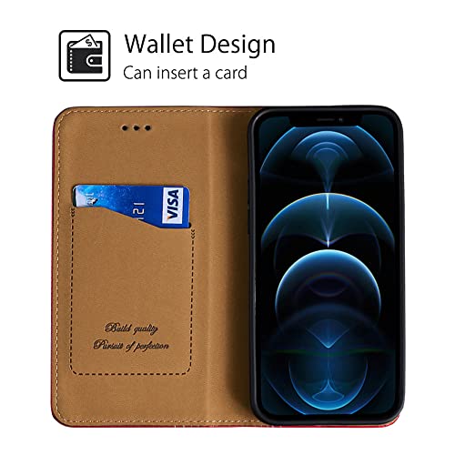 Fansipro Wallet Folio Case for Oppo Reno 2, Premium PU Leather Slim Fit Cover for Reno 2, 1 Card Slot, Unique Design, Red
