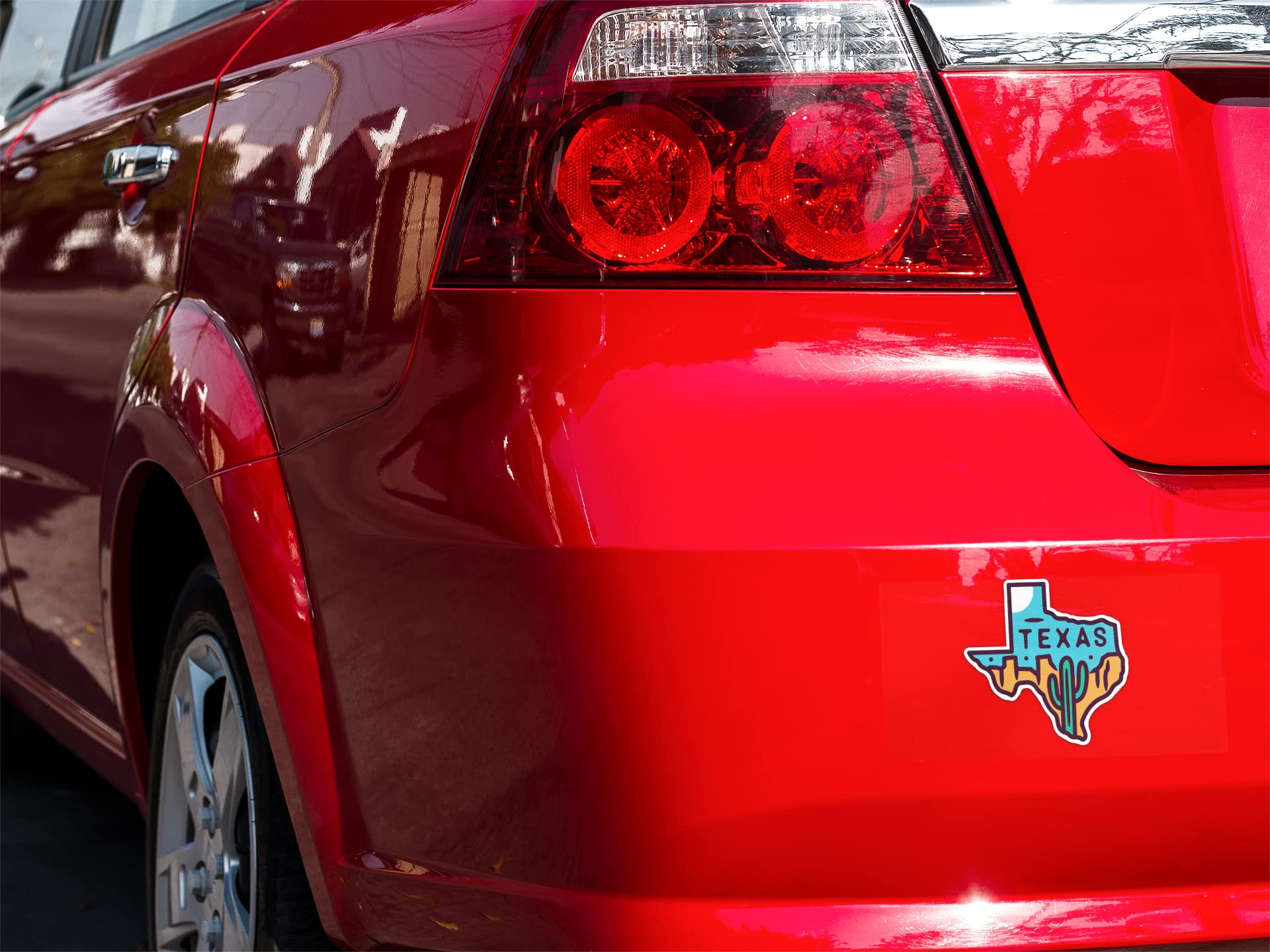 Car Bumper Sticker Magnet Sign - 5x5 in. Refrigerator Tool Box Magnets Texas State Map Southwest Cactus