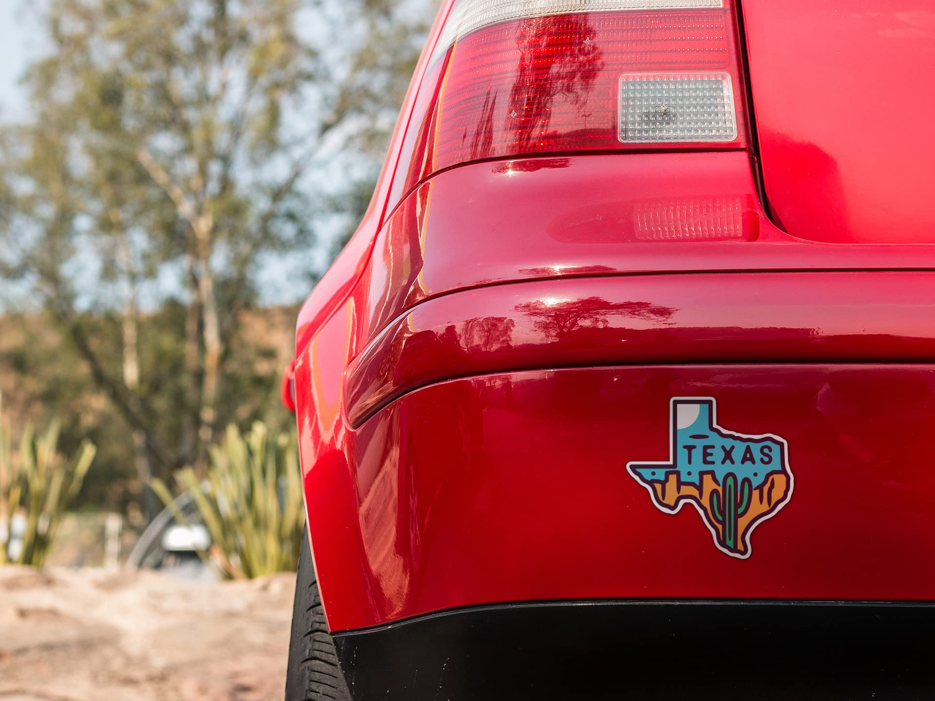 Car Bumper Sticker Magnet Sign - 5x5 in. Refrigerator Tool Box Magnets Texas State Map Southwest Cactus