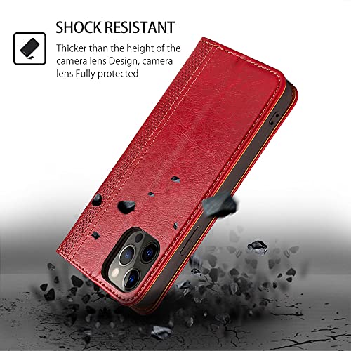 Fansipro Wallet Folio Case for Oppo Reno 2, Premium PU Leather Slim Fit Cover for Reno 2, 1 Card Slot, Unique Design, Red
