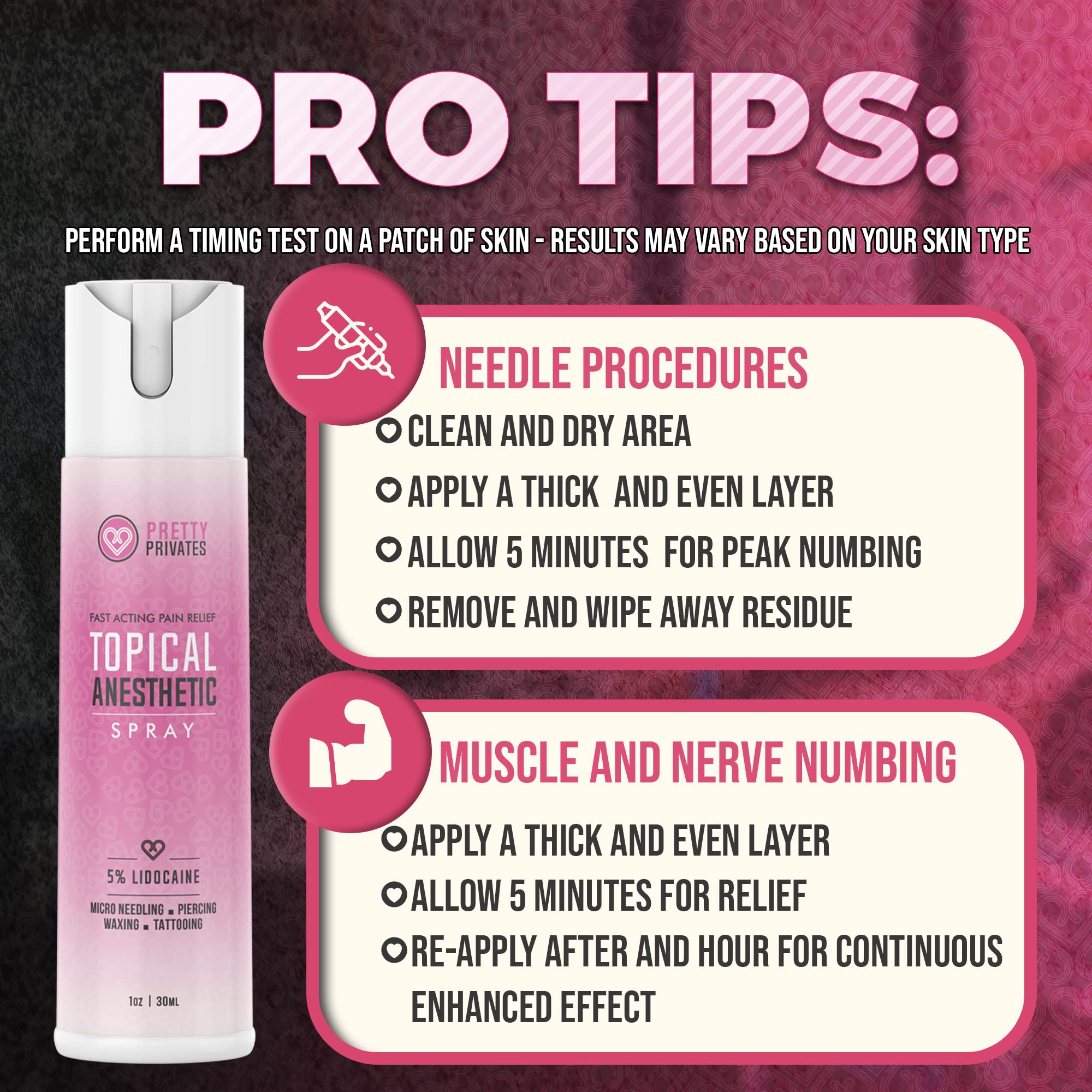 Pretty Privates Lidocaine Spray - Premium Numbing Spray for Waxing, Tattoos, Piercings, Microblading - Relief in 5-15 Mins - Maximum Strength - Topical Anesthetic - 1oz