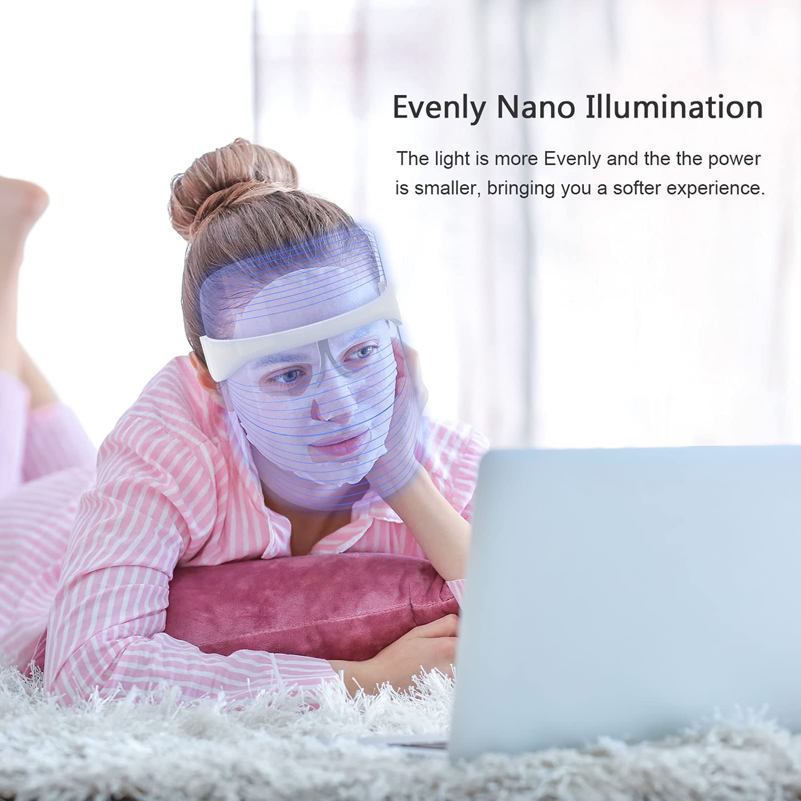Led Face Mask Light Therapy, 3 Colors Light Therapy Facial Photon Beauty Device for Facial Rejuvenation, Anti-Aging