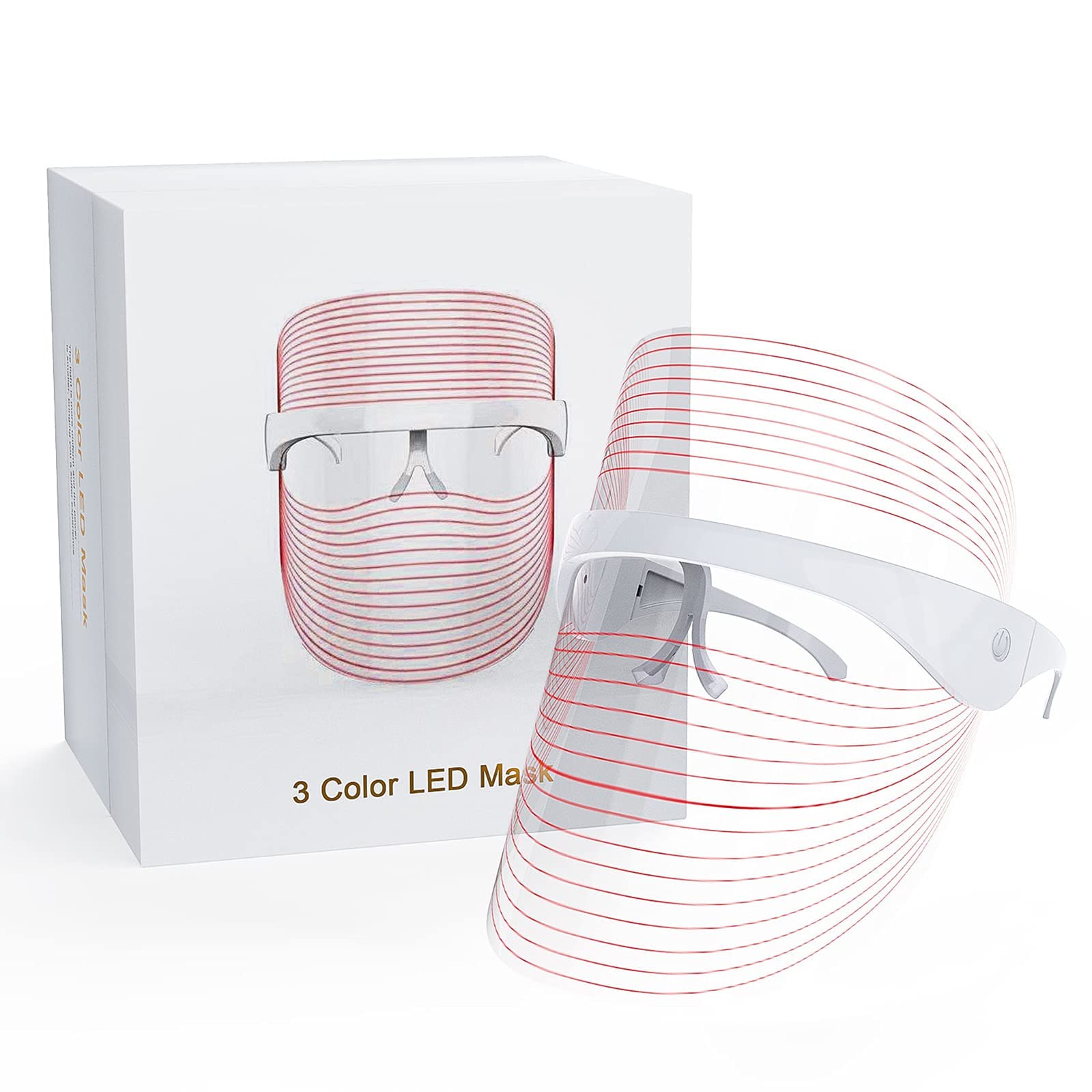 Led Face Mask Light Therapy, 3 Colors Light Therapy Facial Photon Beauty Device for Facial Rejuvenation, Anti-Aging