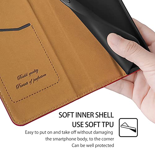 Fansipro Wallet Folio Case for Oppo Reno 2, Premium PU Leather Slim Fit Cover for Reno 2, 1 Card Slot, Unique Design, Red