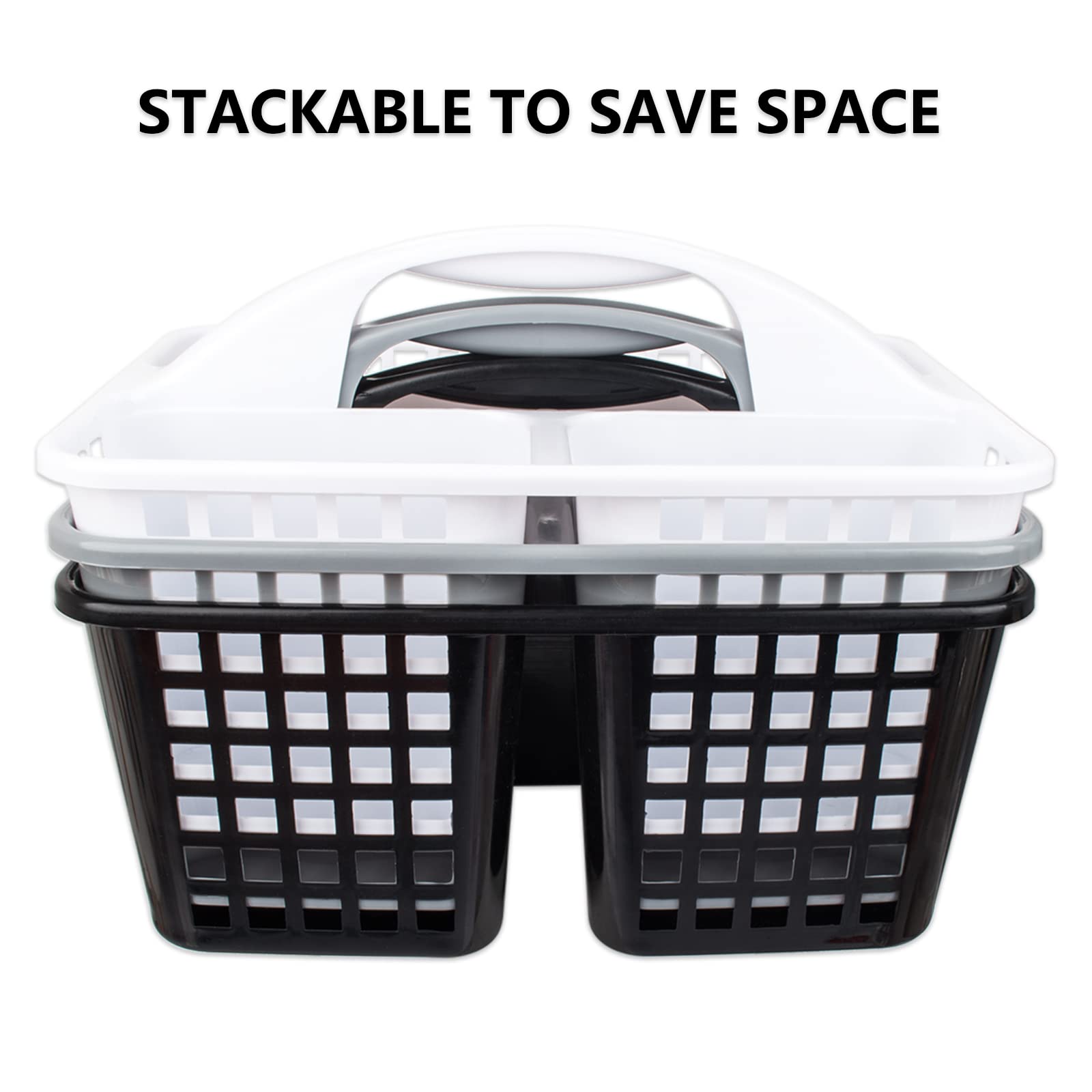 JiatuA Portable Shower Caddy Basket with Compartments Cleaning Supplies Organizer with Handle Plastic Storage Divided Tool Bin for Bathroom, Bedroom, Kitchen, College Dorm, Garden, Under Sink, Grey