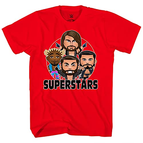 WWE Boys Superstars Group Shirt Superstar Tee - World Wrestling Champion T-Shirt (Red, X-Small)