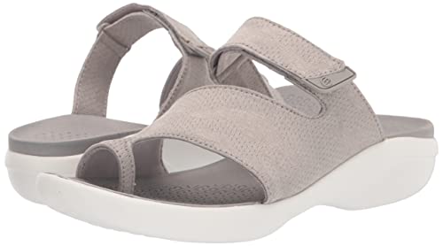 BZees Womens Carry On Slide Sandal Silver Smoke Camo Print 7.5 M