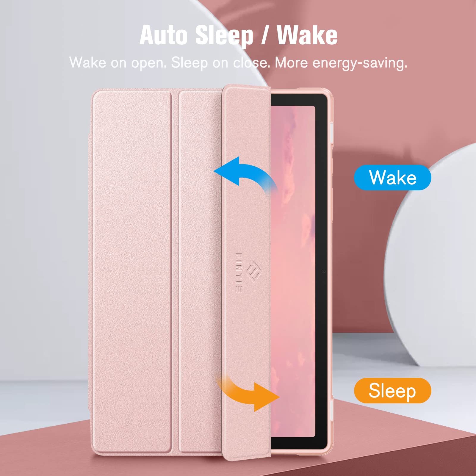 Fintie Hybrid Slim Case for Samsung Galaxy Tab A8 10.5 Inch 2022 Model (SM-X200/X205/X207), Shockproof Cover with Clear Transparent Back Shell, Auto Wake/Sleep, Rose Gold