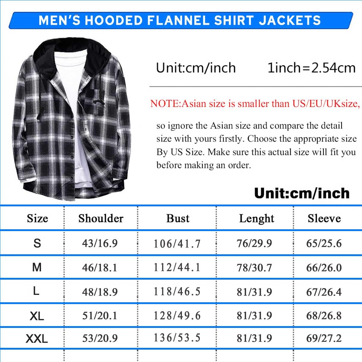 Mens Hooded Flannel Plaid Button Shirt Lightweight Long Sleeve Shirt Jackets with Hood Red Black