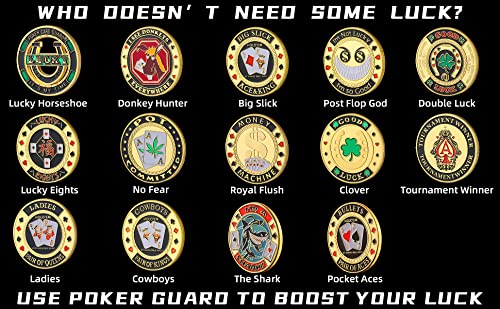 Poker Guard, Weights for Poker, Poker Gifts for Men, Poker Card Protector, Poker Accessories, Poker Chips with Plastic Case (Lucky Horseshoe)