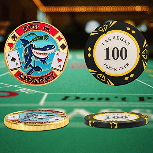 Poker Guard, Weights for Poker, Poker Gifts for Men, Poker Card Protector, Poker Accessories, Poker Chips with Plastic Case (Lucky Horseshoe)