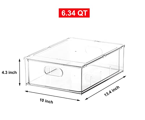 Taiuloo Refrigerator Organizer Bins with Pull-out Drawer, Clear Stackable Fridge Drawer Organizer Set, BPA-free Large Food Storage Containers for Freezer, Cabinet, Kitchen, Pantry Organization