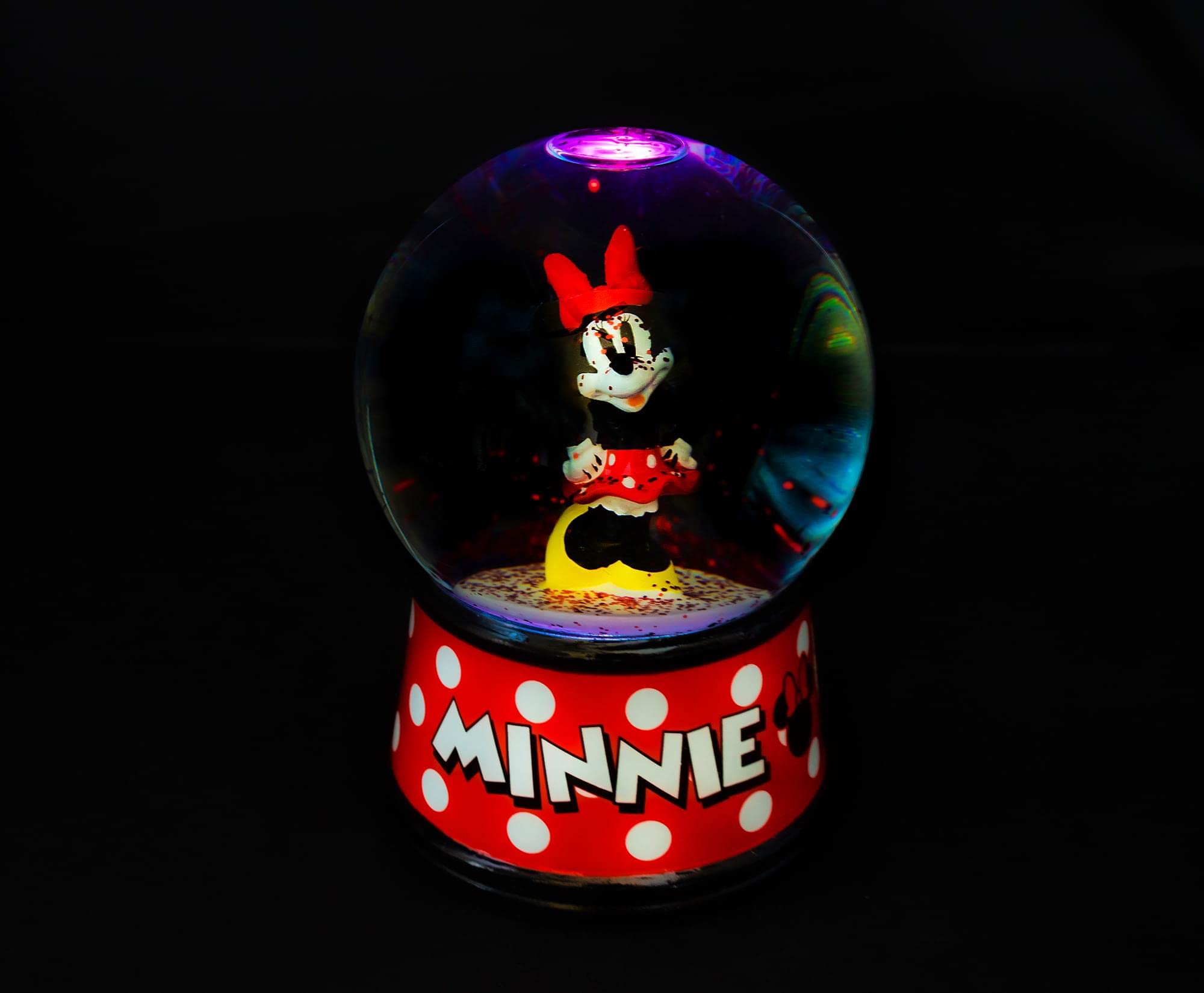 Disney Minnie Mouse Light-Up Snow Globe with Swirling Glitter Display Piece Decoration | Home Decor for Kids Room Essentials | Precious Keepsake, Cute Novelty Gifts and Collectibles | 6 Inches Tall