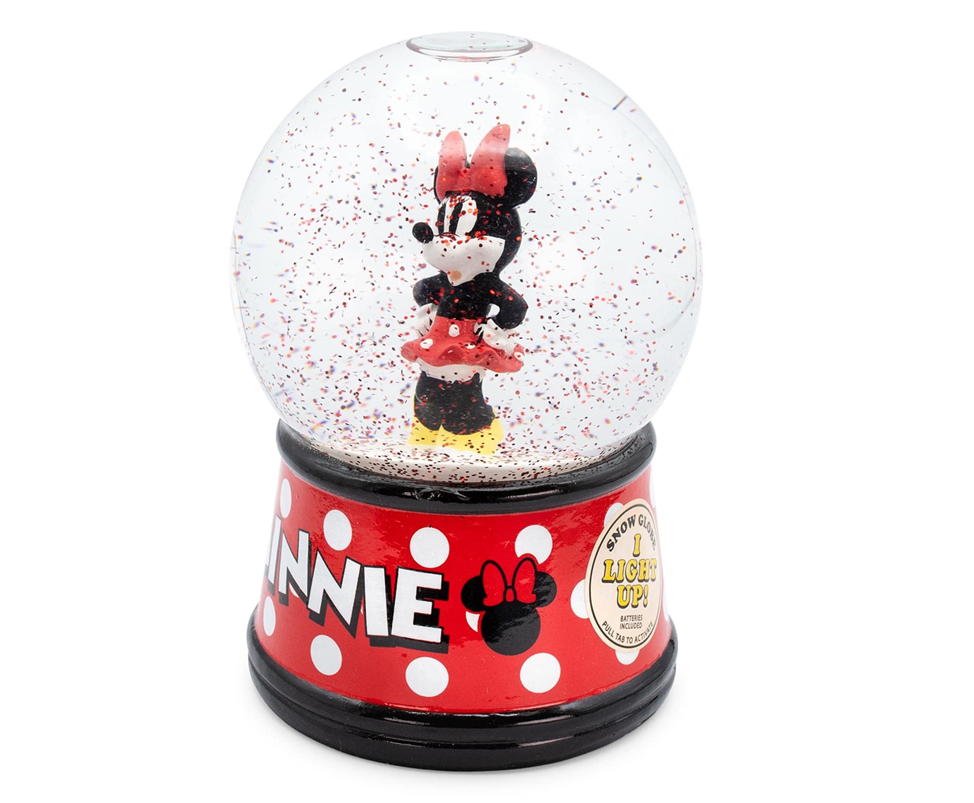 Disney Minnie Mouse Light-Up Snow Globe with Swirling Glitter Display Piece Decoration | Home Decor for Kids Room Essentials | Precious Keepsake, Cute Novelty Gifts and Collectibles | 6 Inches Tall