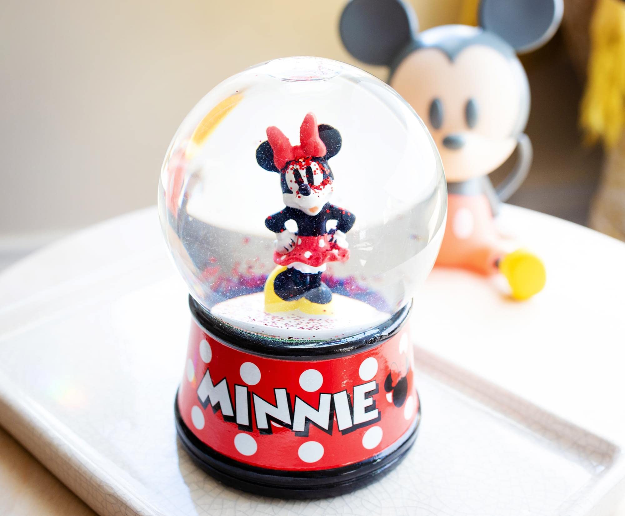 Disney Minnie Mouse Light-Up Snow Globe with Swirling Glitter Display Piece Decoration | Home Decor for Kids Room Essentials | Precious Keepsake, Cute Novelty Gifts and Collectibles | 6 Inches Tall