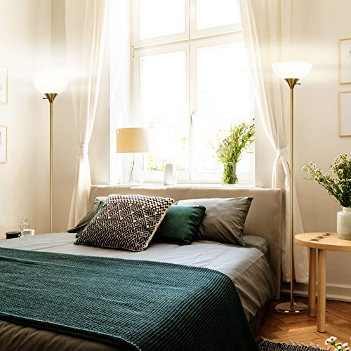 Brightech Sky Dome Dimmable LED Floor Lamp, Torchiere Floor Lamp for Living Rooms & Offices β Tall Standing Lamp for Reading & Hobbies β Brass/Gold