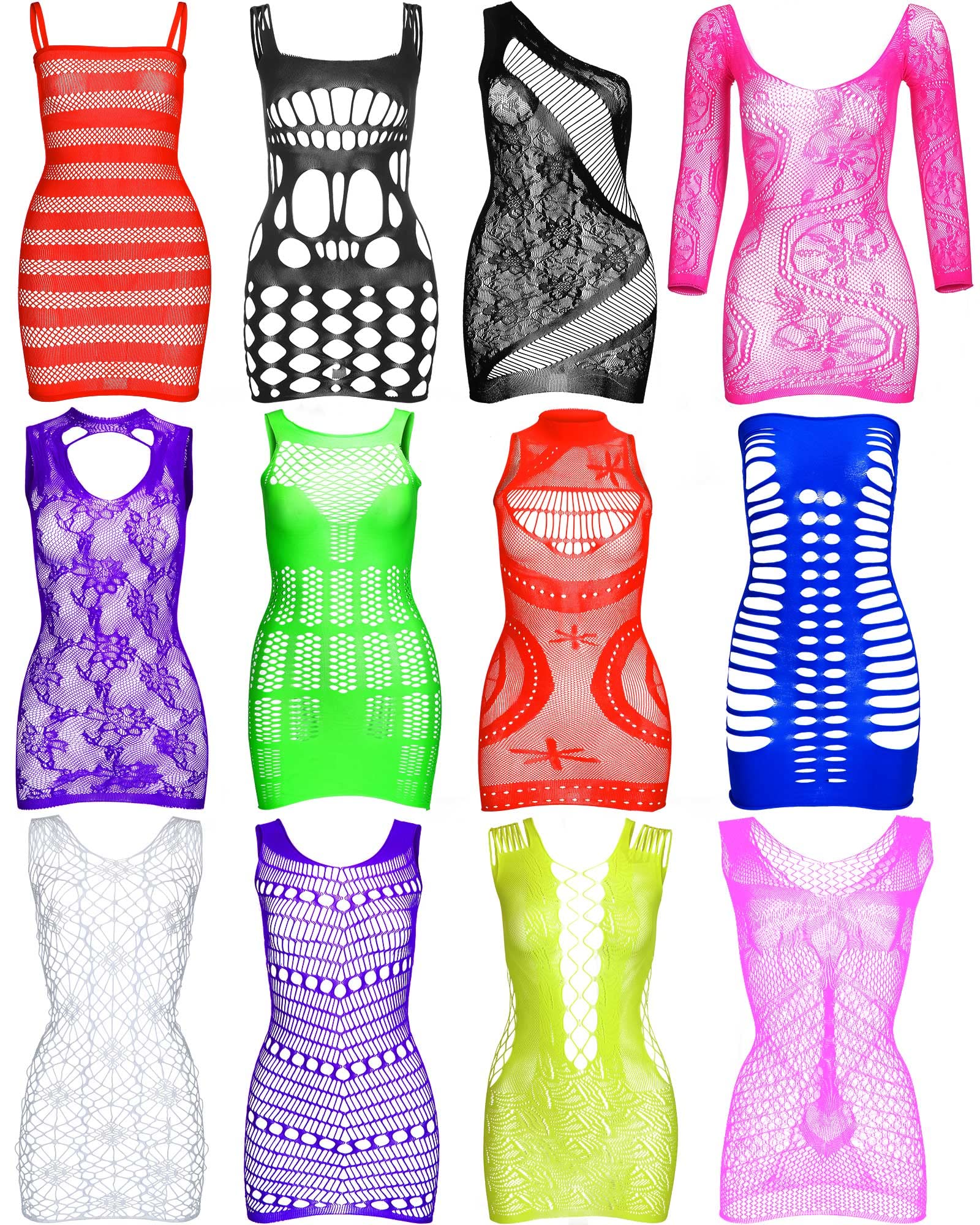 Geyoga 12 Pieces Women's Lingerie Smock Lingerie Swimsuits Coverup Sleepwear Dress for Women Favor (Multi Color)