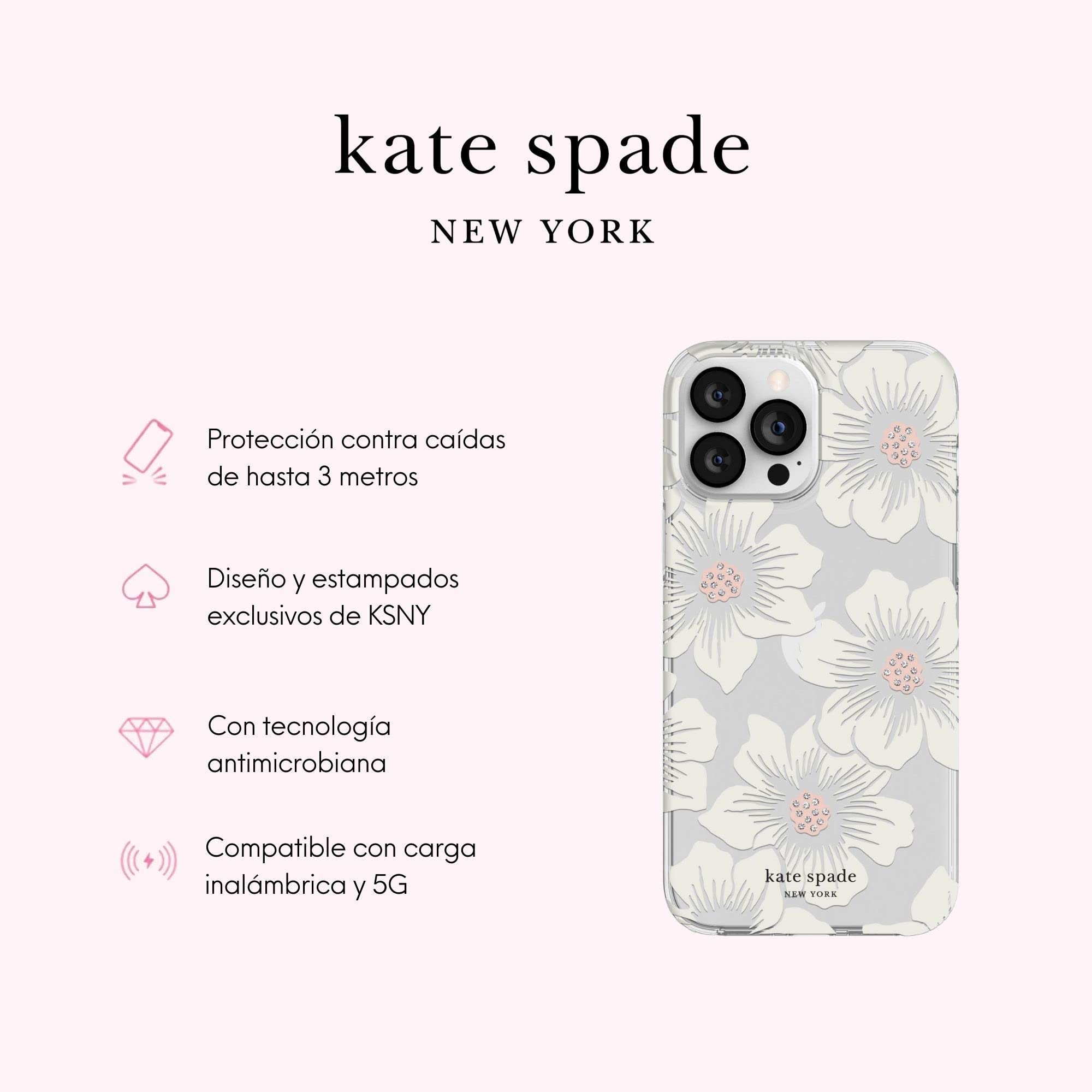 kate spade new york Protective Hardshell Case for iPhone 13 Pro Max - Hollyhock Floral Clear
