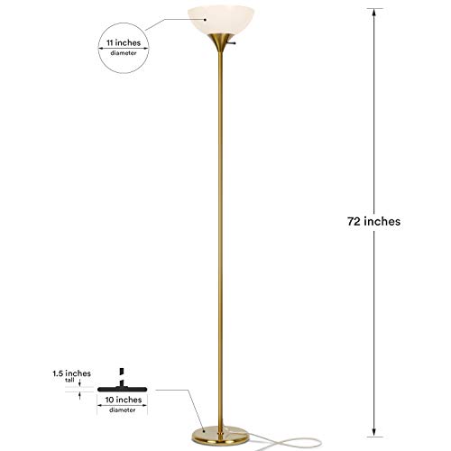 Brightech Sky Dome Dimmable LED Floor Lamp, Torchiere Floor Lamp for Living Rooms & Offices β Tall Standing Lamp for Reading & Hobbies β Brass/Gold