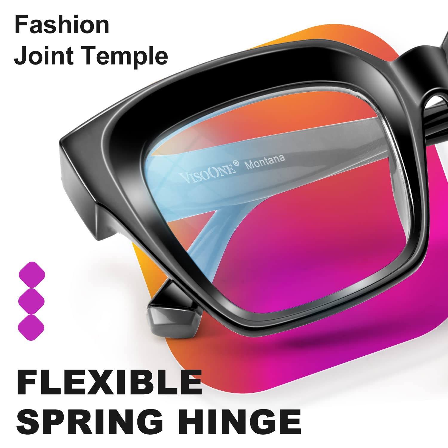 VISOONE Chunky Square Blue Light Blocking Glasses with Anti Computer Glare for Working Women Men MONTANA