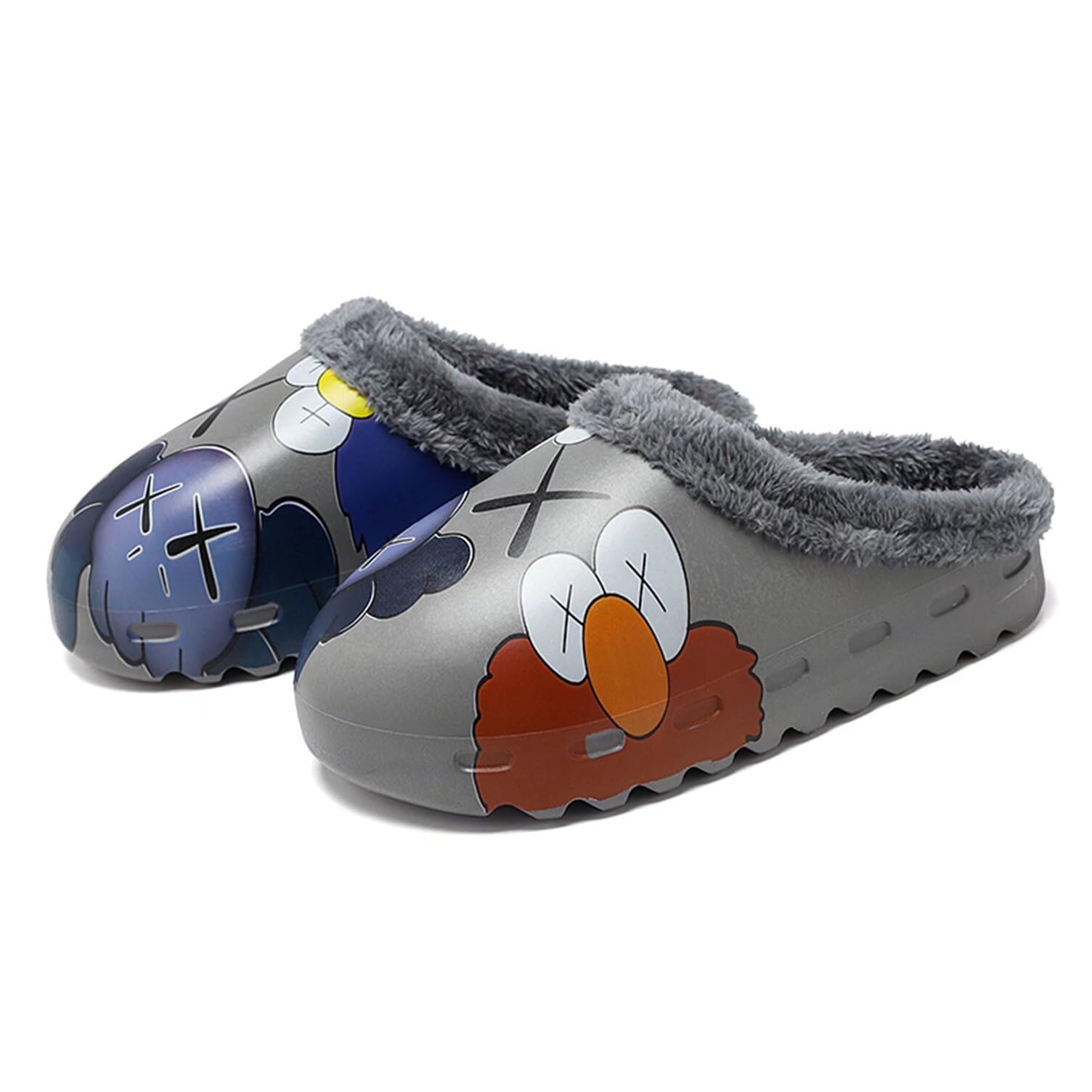 Mukinrch Slippers for Women Men House Slippers, Furry Slides House Shoes EVA Waterproof Soft Plush Bedroom Clogs Indoor Outdoor Slippers