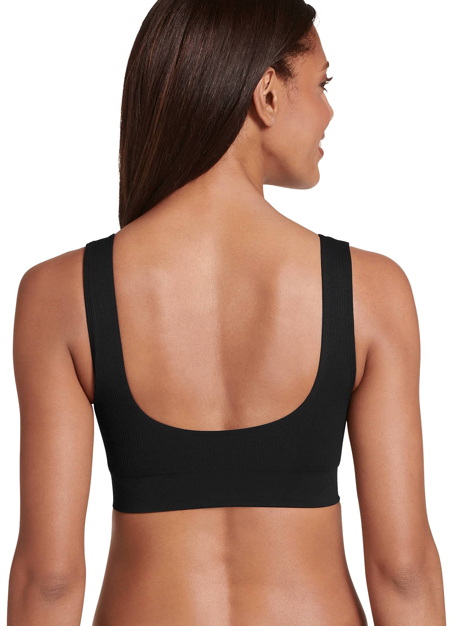 Jockey Women's Bra EcoSeamfree Rib Scoop Bralette, Black, 2XL