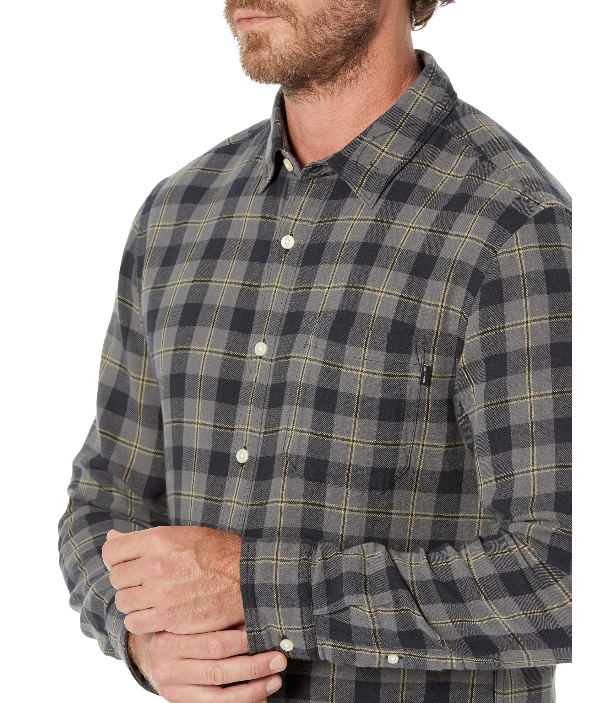 Dockers Men's Fit Long Sleeve Casual Shirt (Regular and Big & Tall), Burma Grey-Seahaven Plaid (Flannel), Large