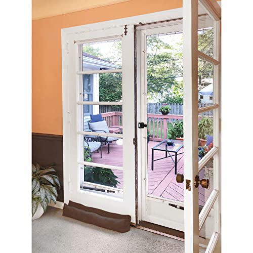 Home District French Door Draft Stopper - Weighted Under Door Draft Blocker, Apartment Noise Blocker, Window Draft Dodger, Winter Door Insulation Strip - 60 Inches Long - Chocolate Brown