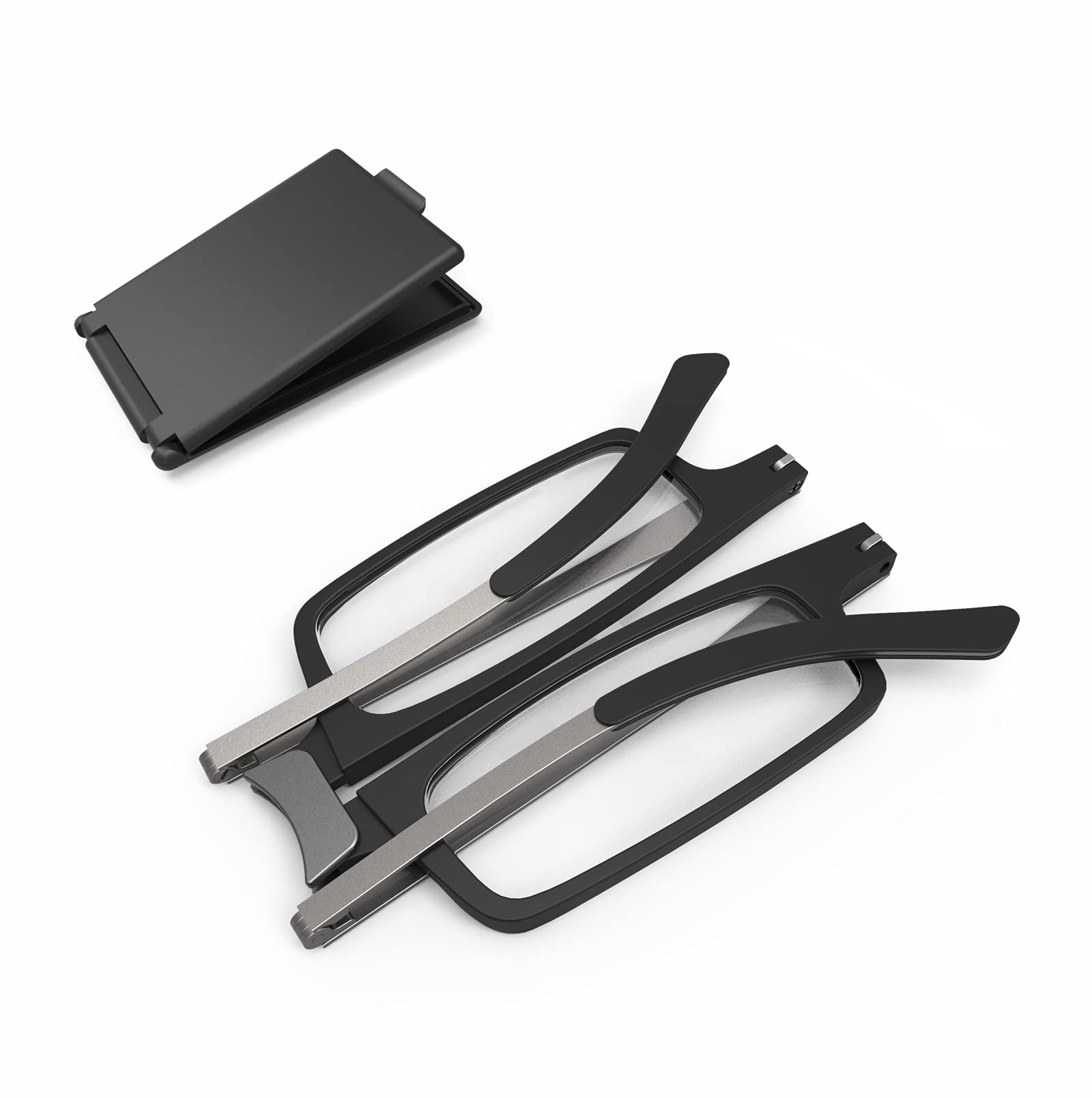 Kisdate Ultra-light and Thin Foldable Reading Glasses Folding Readers for Men Women Compact Portable Rectangle Eyewear Case