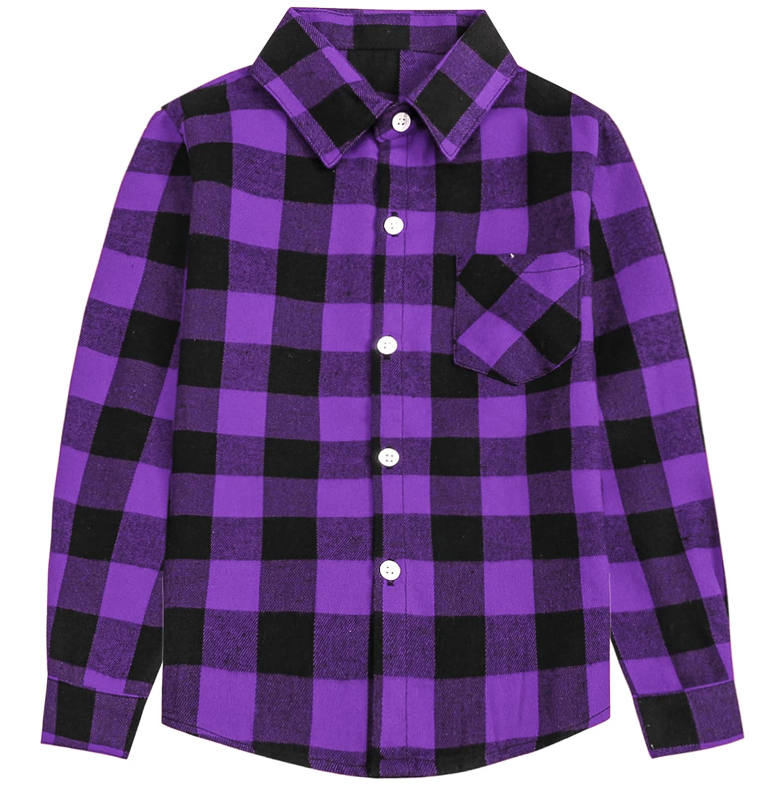 SANGTREE Womens Flannel Shirt, Casual Plaid Tops Long Sleeve Button Down Shirt for Women Buffalo Purple, Medium