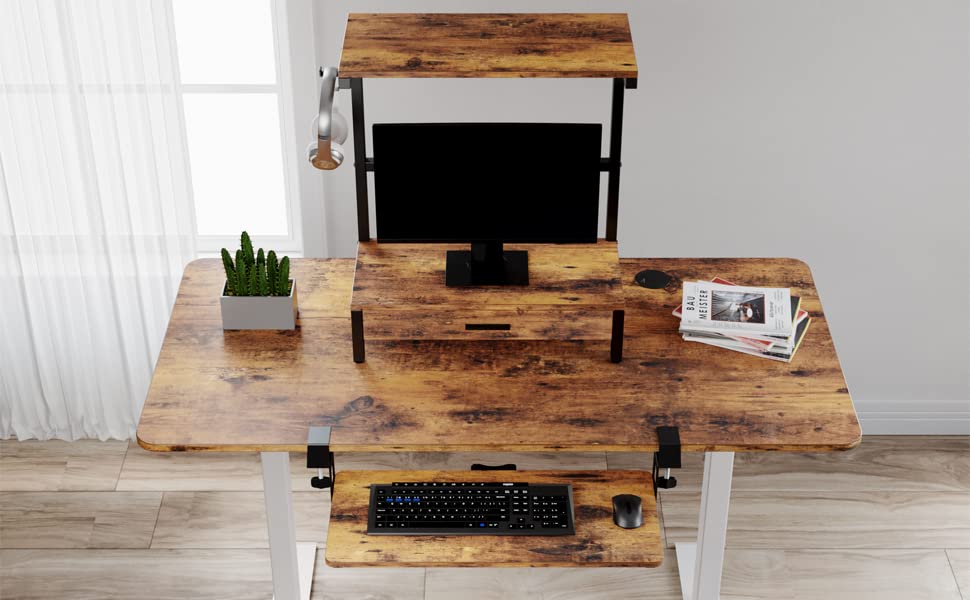 Keyboard Tray 27" Large Size, Keyboard Tray Under Desk with C Clamp, Computer Keyboard Stand Slide Pull Out, No Screw into Desk, for Home or Office